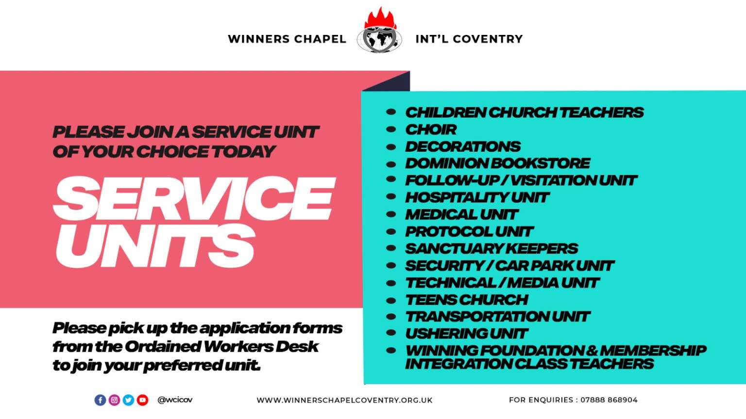 Service Unit – Winners-Chapel International, Coventry